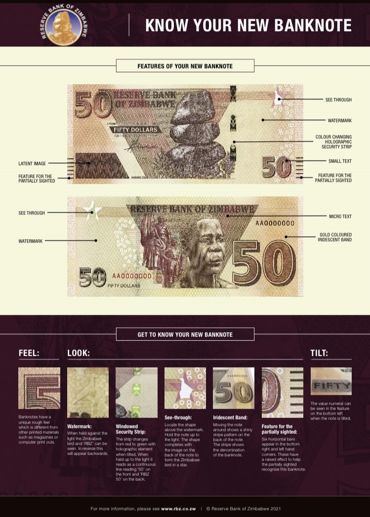 PICS: Here Is How The New $50 Banknotes Will Look Like - Zimbabwe and ...